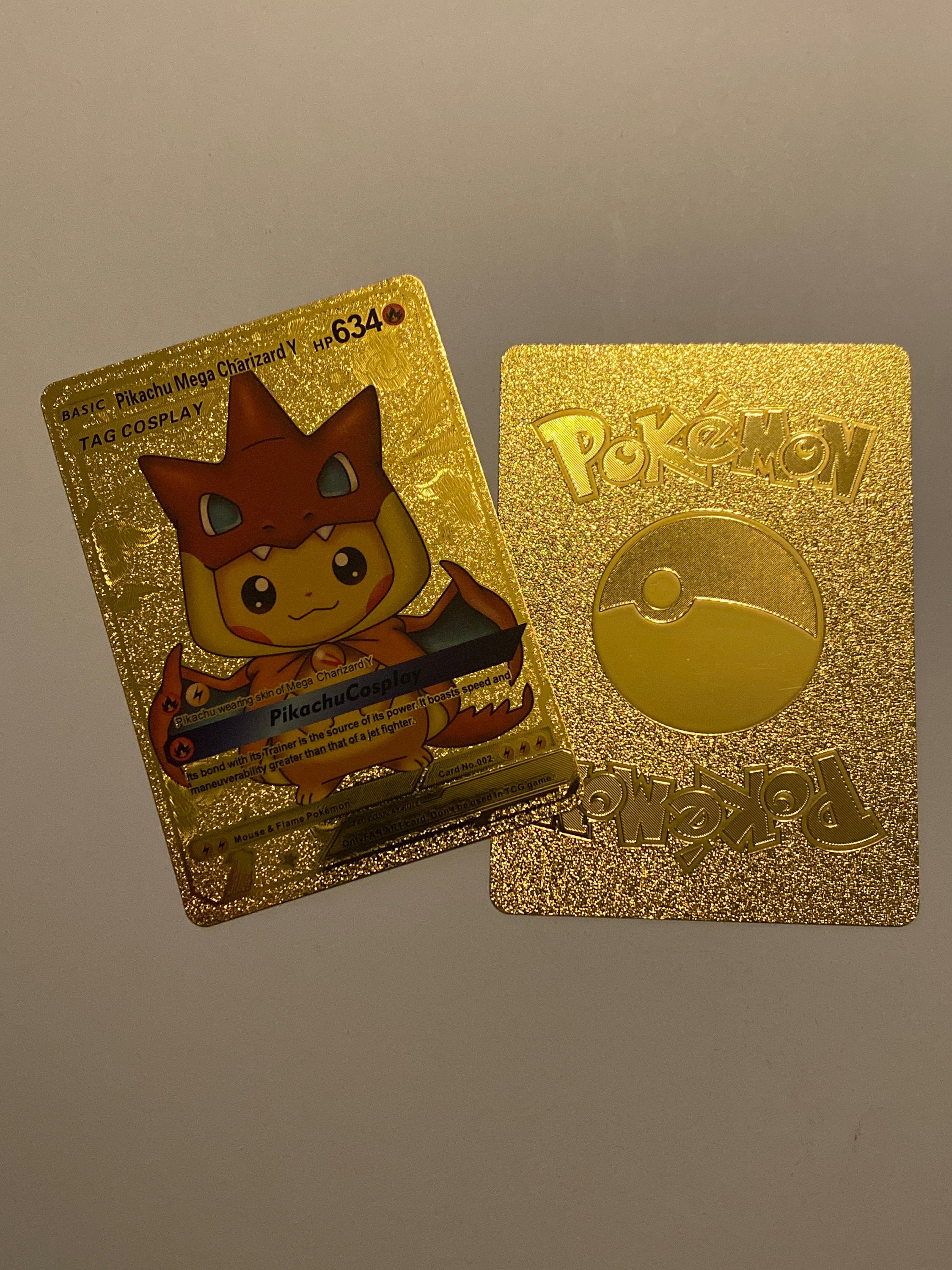 Pikachu Mega Charizard Y Cosplay Golden Pokémon Card Shiny - Etsy