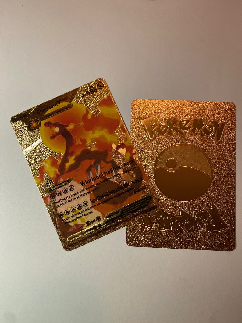 Charizard VMAX V2 Golden Pokémon Card Shiny Holo Custom Gold - Etsy