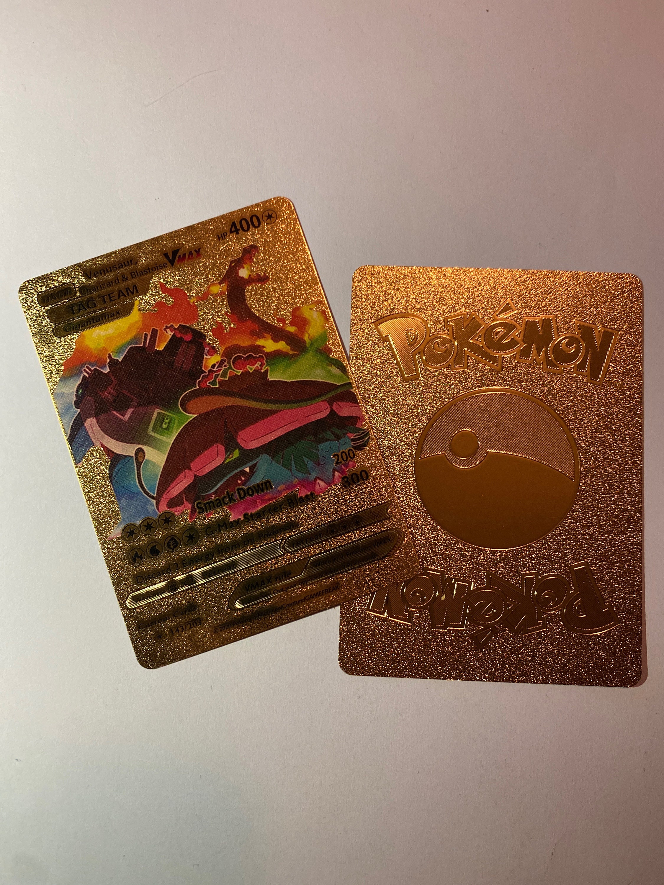 Venusaur, Charizard & Blastoise VMAX Golden Pokémon Card Shiny Holo ...