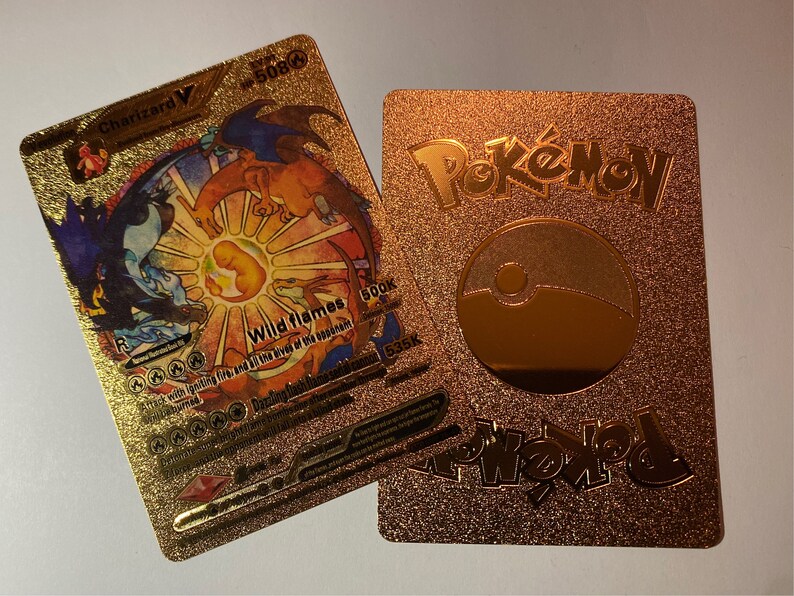 Charizard V Energy Golden Pokémon Card Shiny Holo Custom Gold Card - Etsy