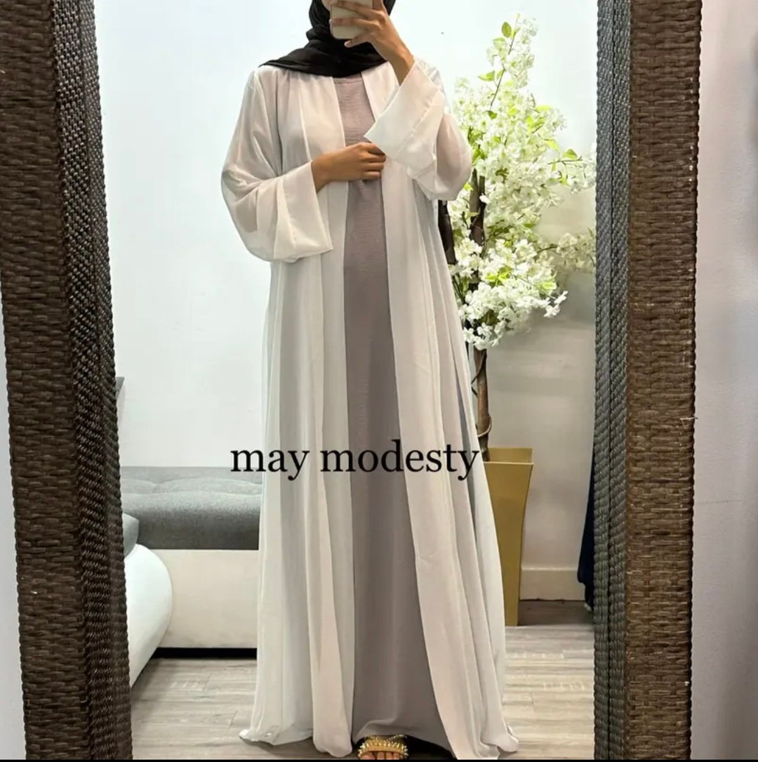 Chiffon Open Abaya With Belt - Etsy UK