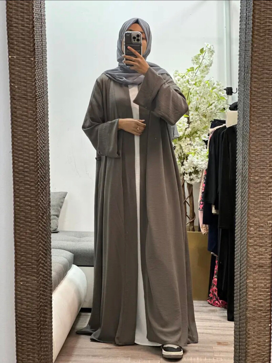 Open Abaya With Flare Sleeves and Belt - Etsy