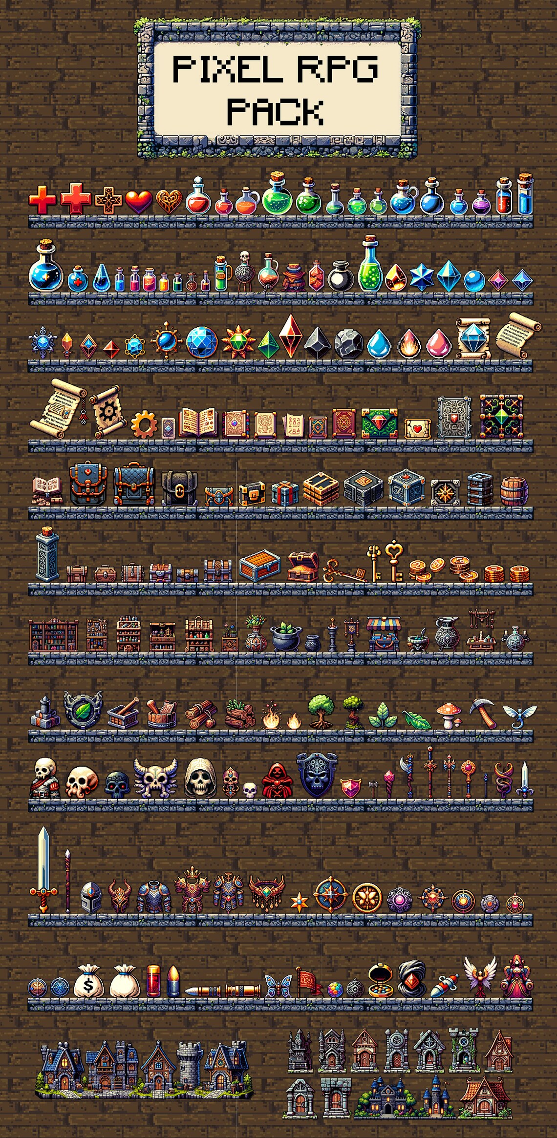 The Pixel RPG Pack, Pixel Art Icons - Etsy