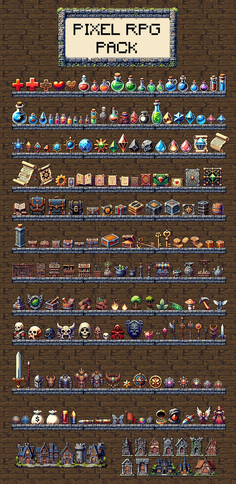The Pixel RPG Pack, Pixel Art Icons - Etsy