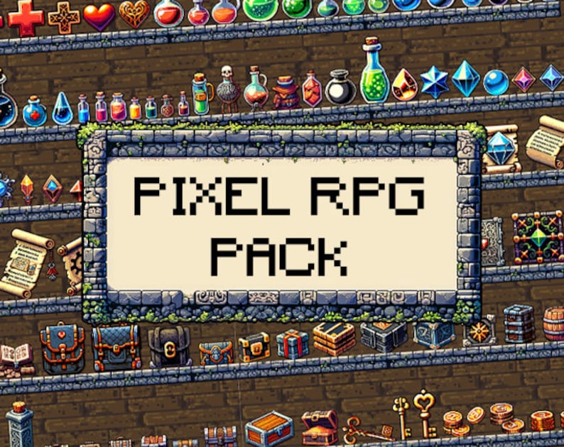 The Pixel RPG Pack, Pixel Art Icons - Etsy