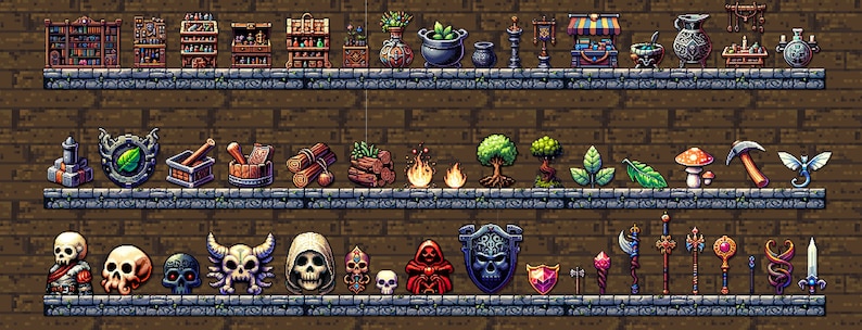 The Pixel RPG Pack, Pixel Art Icons - Etsy