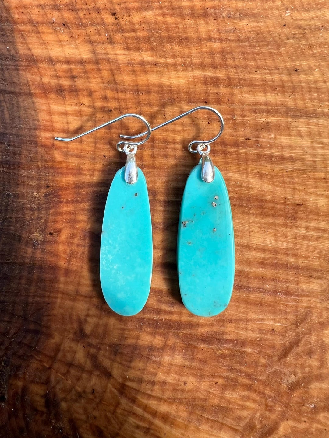 Royston Turquoise Thick Cut Slab Earrings. 925 Sterling Silver. Custom ...