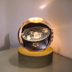 Unique Solar System Night Light, Crystal Ball Desk Lamp, 3D Print ...