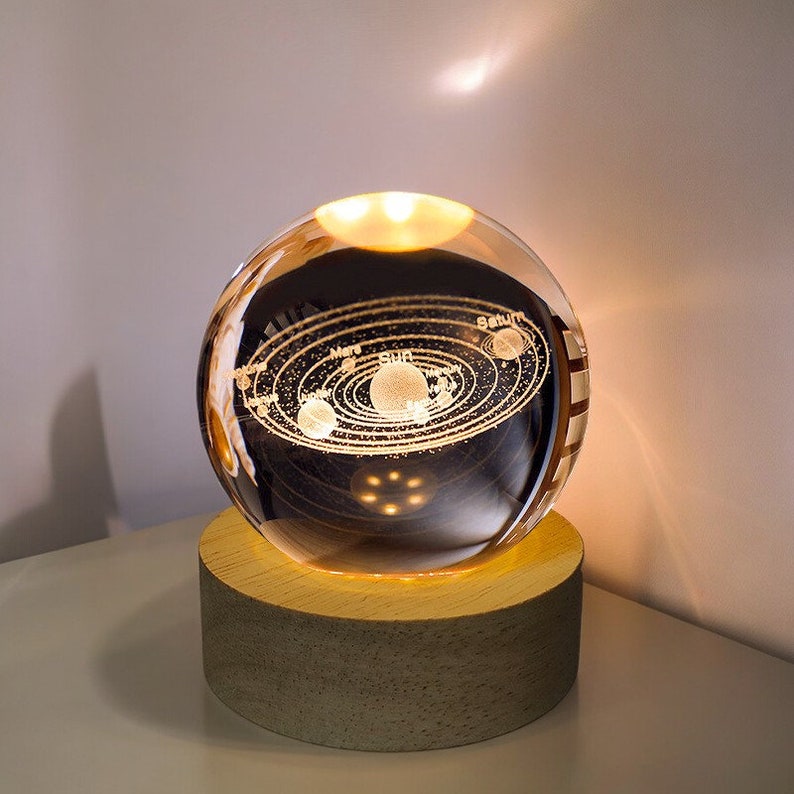 Unique Solar System Night Light, Crystal Ball Desk Lamp, 3D Print ...