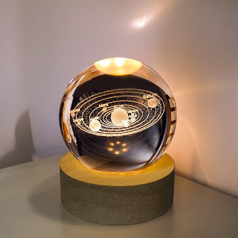 Unique Solar System Night Light, Crystal Ball Desk Lamp, 3D Print ...