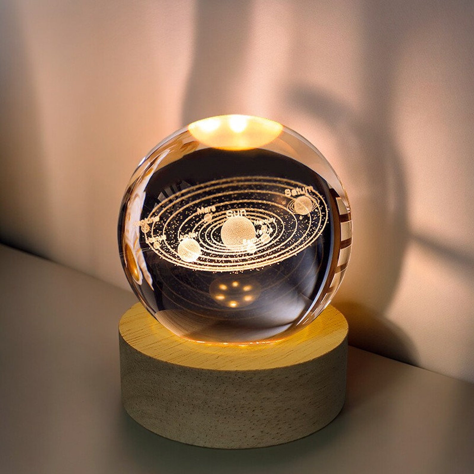 Solar System Night Light, Crystal Ball Desk Lamp, 3D Printed Lamp ...