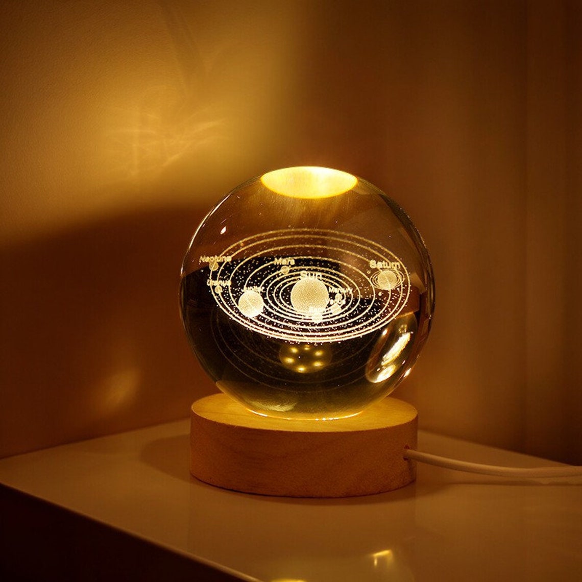 Solar System Night Light, Crystal Ball Desk Lamp, 3D Printed Lamp ...