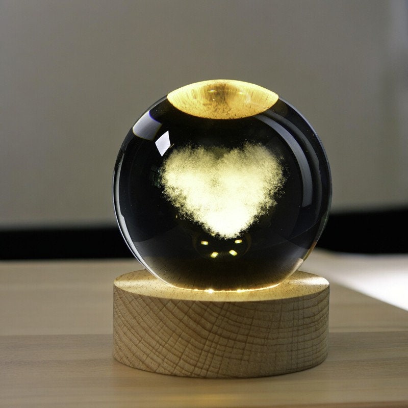 Custom Heart Night Light, Crystal Ball Desk Lamp, 3D Printed Cloud Lamp ...