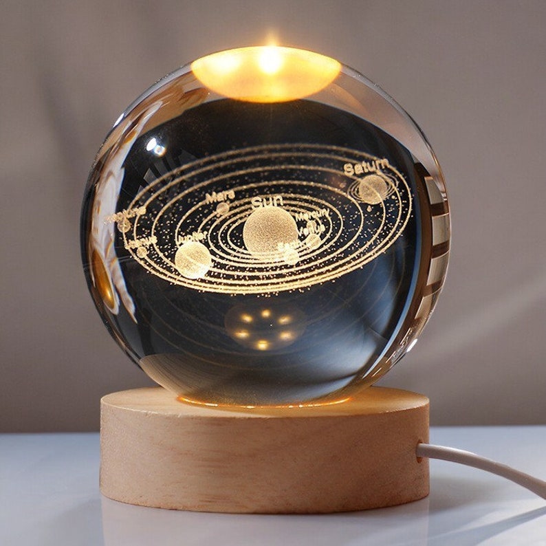 Unique Solar System Night Light, Crystal Ball Desk Lamp, 3D Print ...