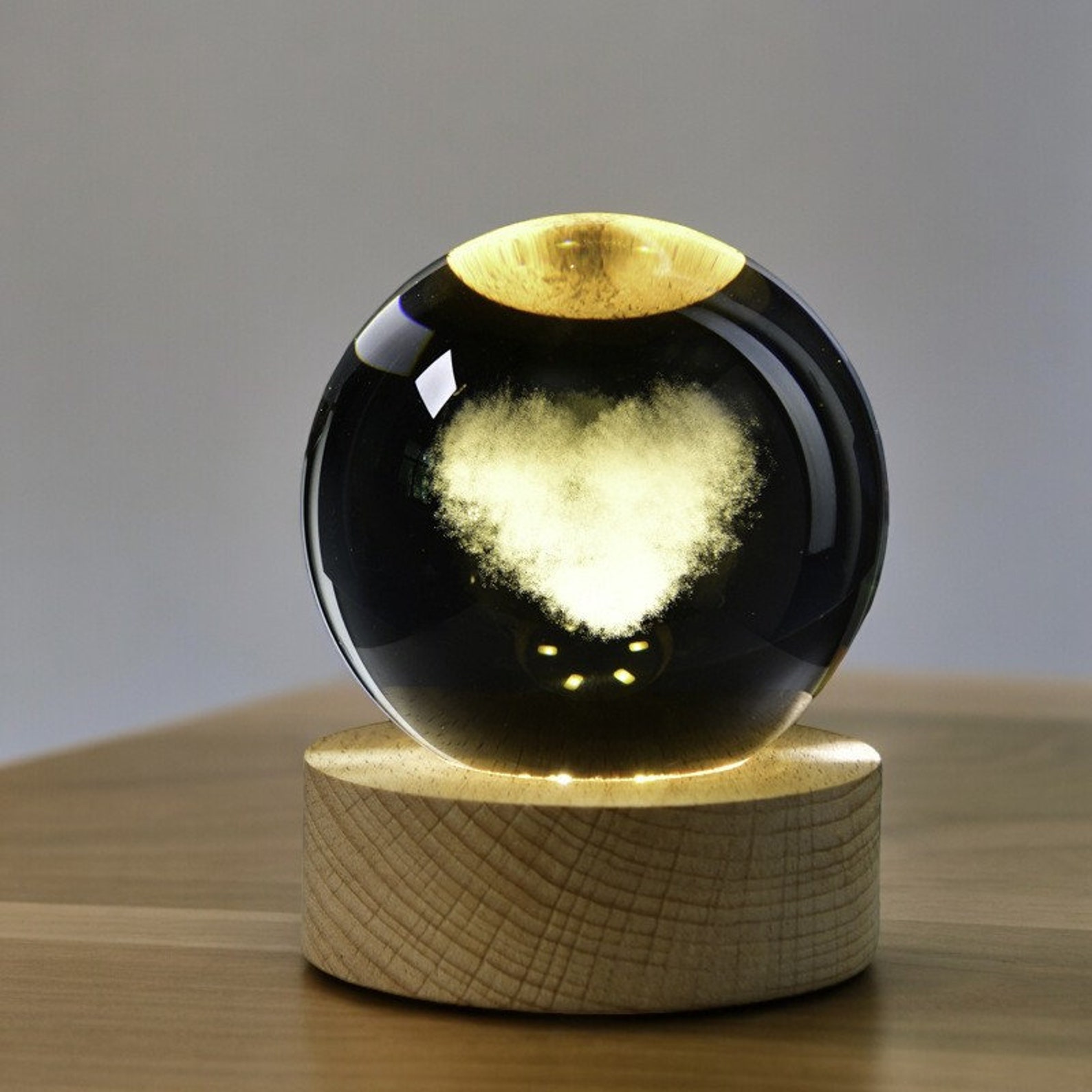 Custom Heart Night Light, Crystal Ball Desk Lamp, 3D Printed Cloud Lamp ...