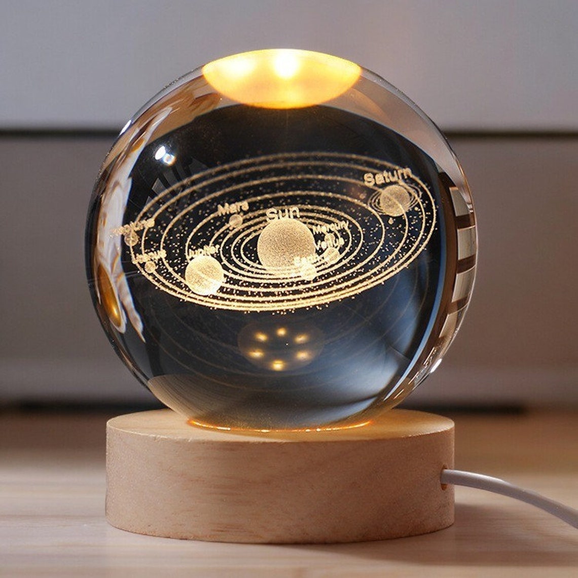 Solar System Night Light, Crystal Ball Desk Lamp, 3D Printed Lamp ...