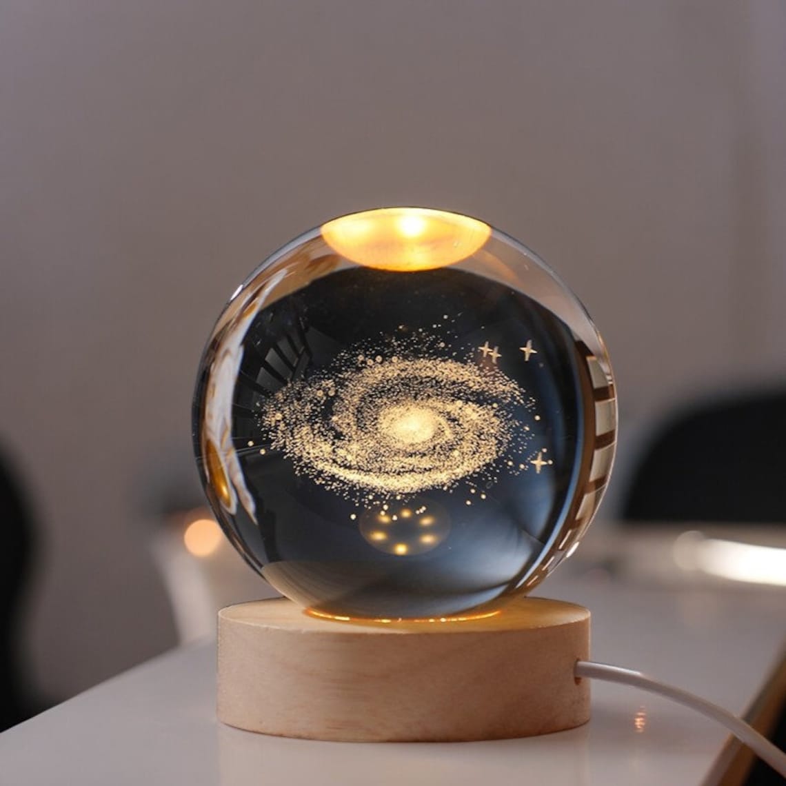 Solar System Night Light, Crystal Ball Desk Lamp, 3D Printed Lamp ...
