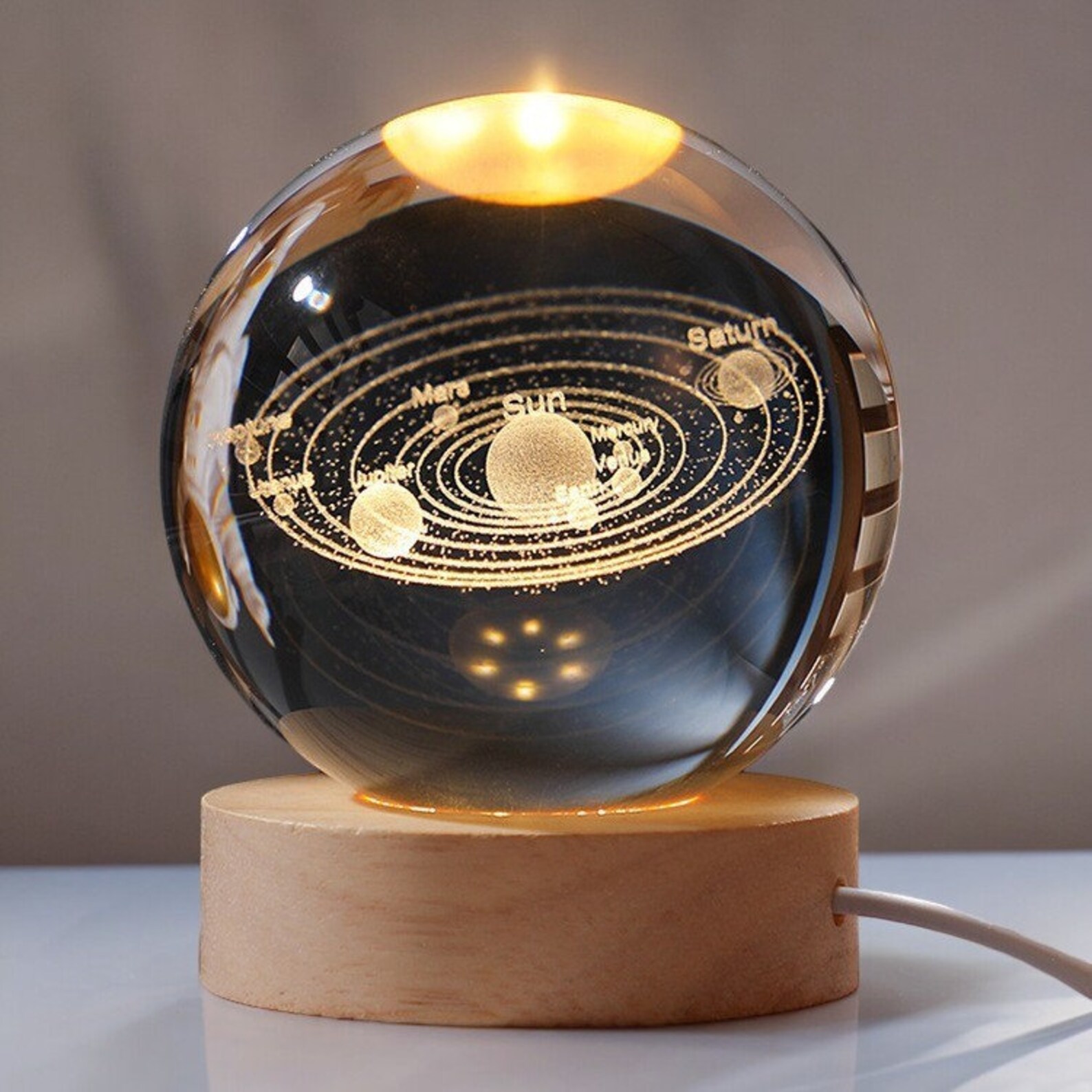 Solar System Night Light, Crystal Ball Desk Lamp, 3D Printed Lamp ...