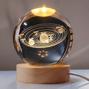 Solar System Night Light, Crystal Ball Desk Lamp, 3D Printed Lamp ...