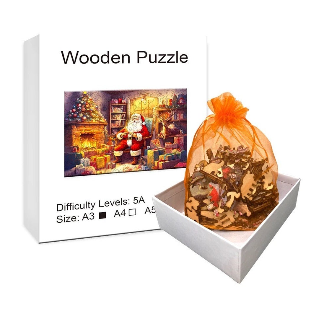 Wooden Jigsaw Puzzle Christmas Eve Santa A4 Medium Size 11.69 Ins. X 8. ...