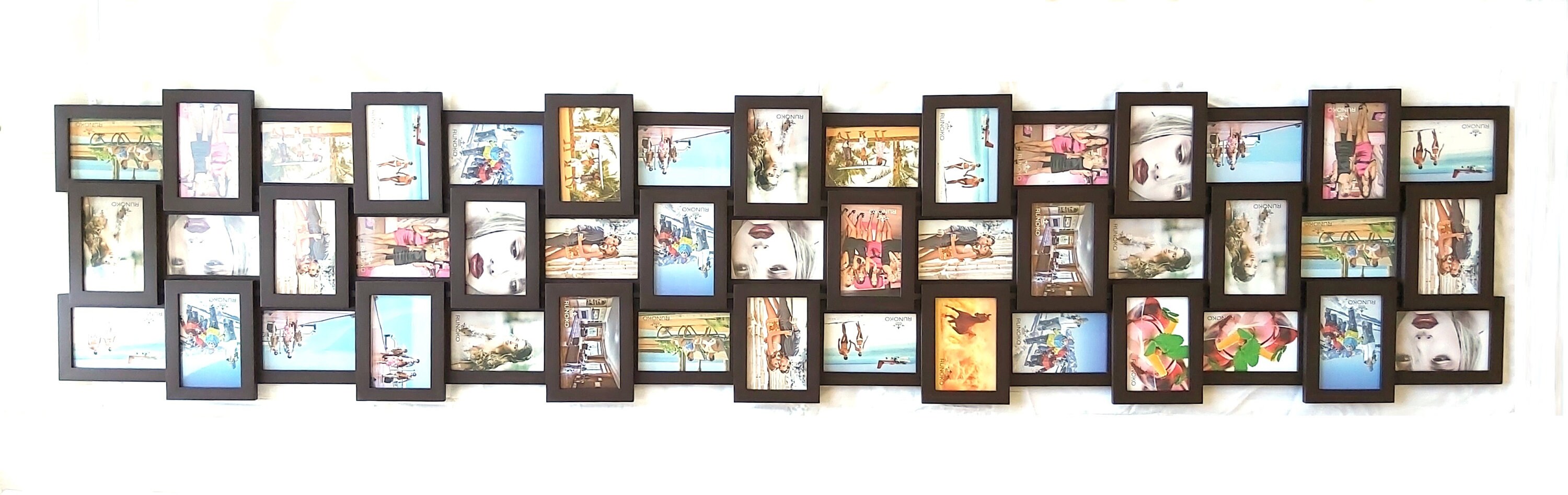 Brown Collage Frame for 9 Photos, Hand-made From Real Solid Wood ...