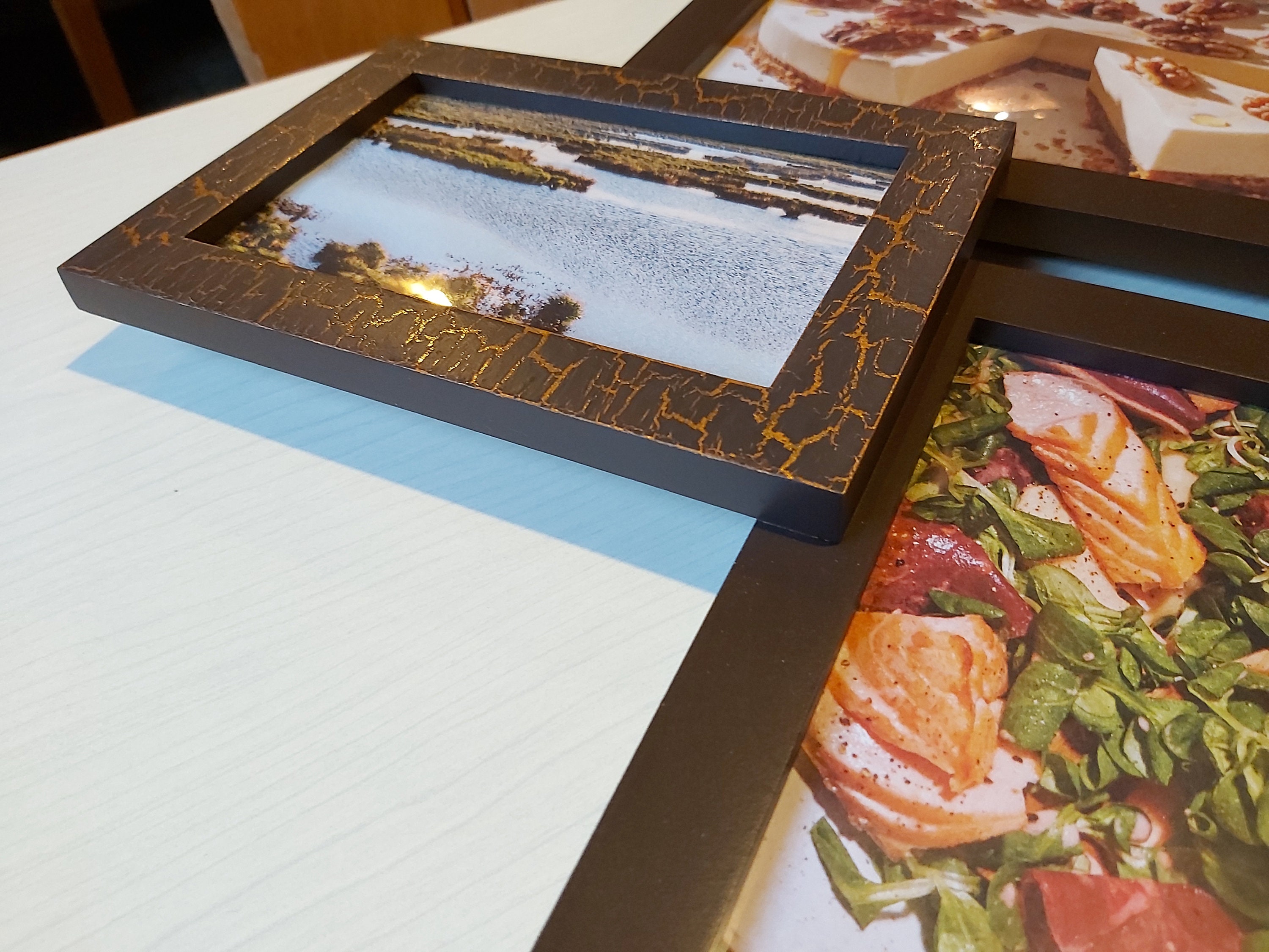 Handmade Wooden Collage Photo Frame in Dark Brown Color With Golden ...