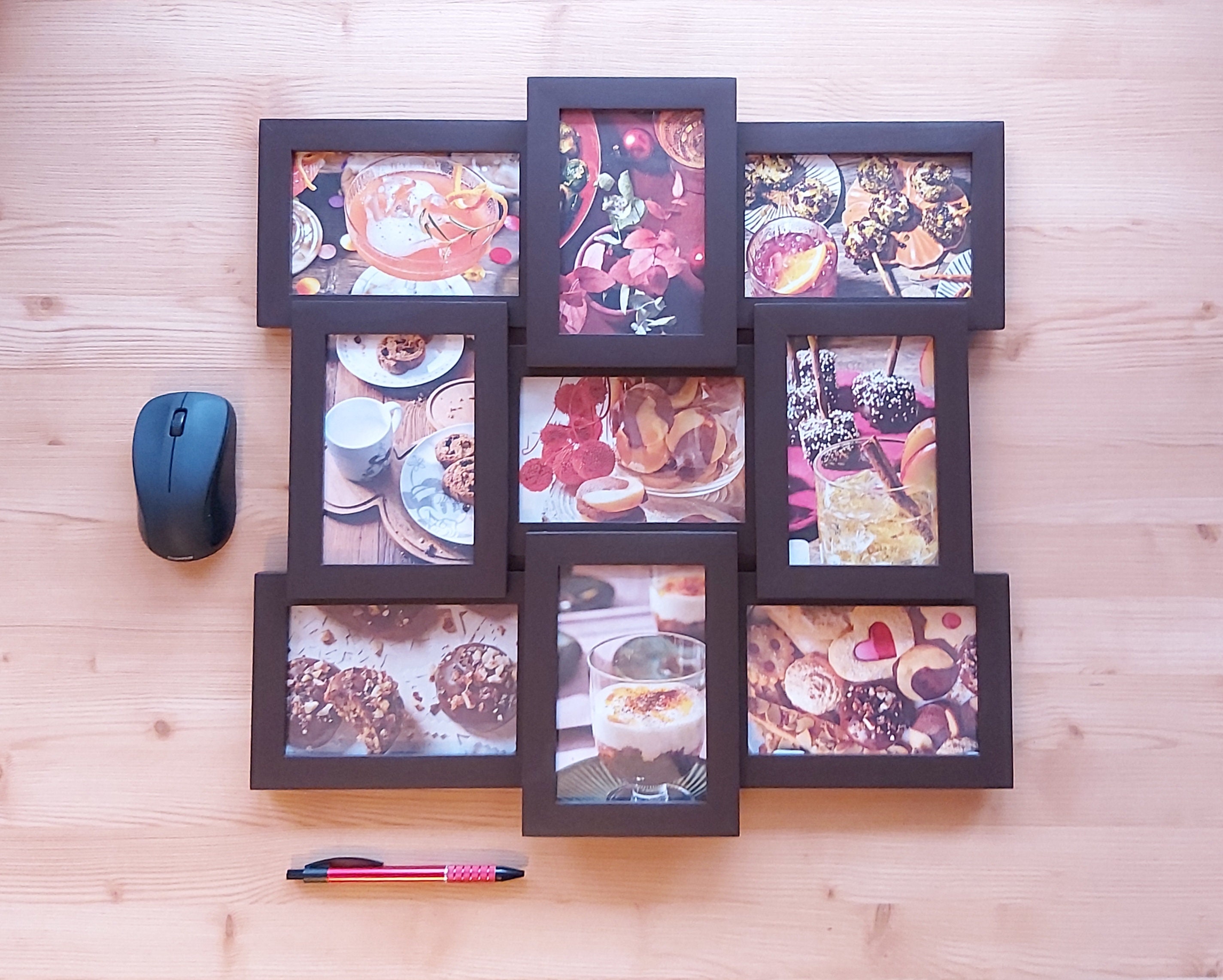 Brown Collage Frame for 9 Photos, Hand-made From Real Solid Wood ...