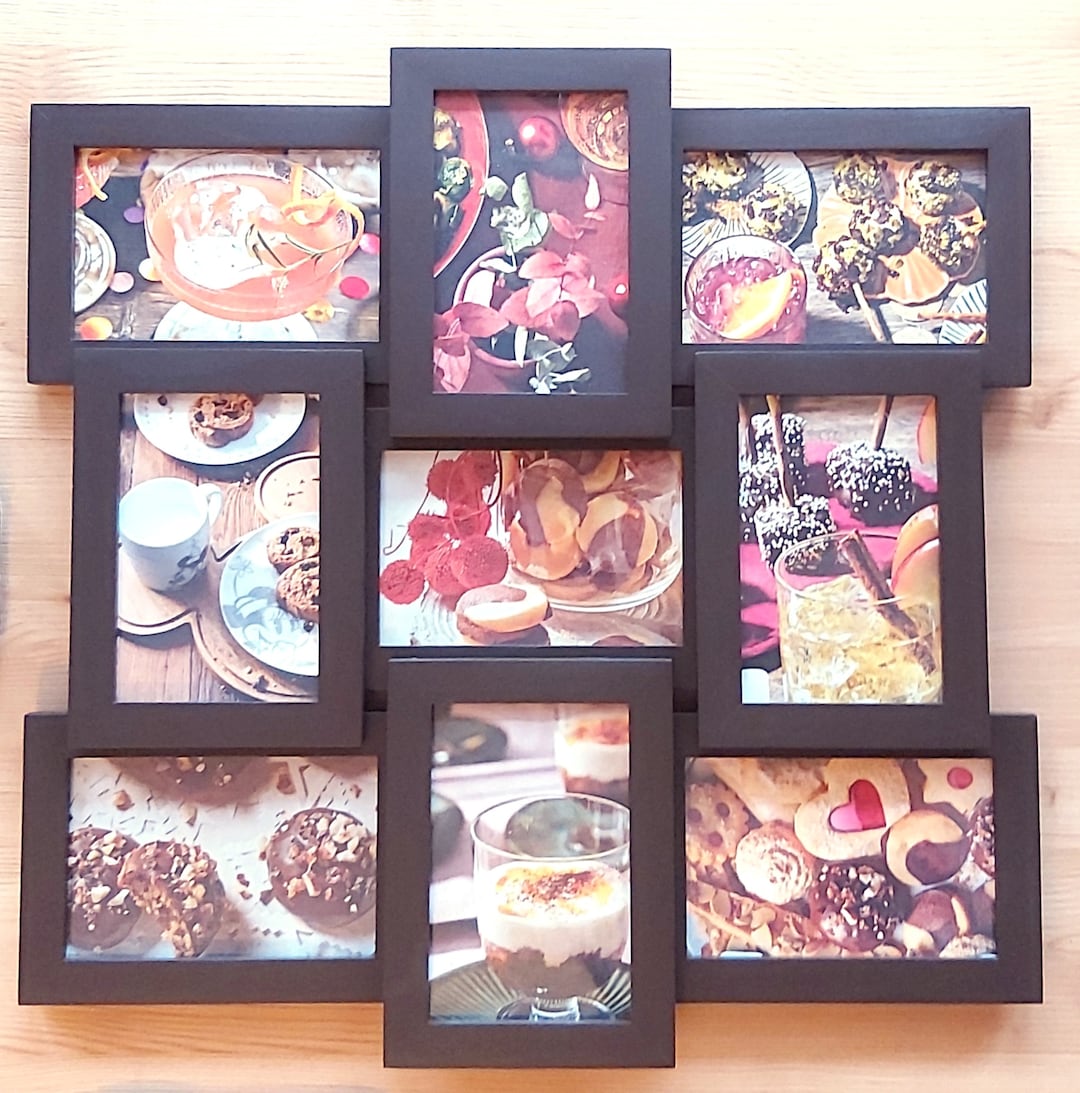 Brown Collage Frame for 9 Photos, Hand-made From Real Solid Wood ...
