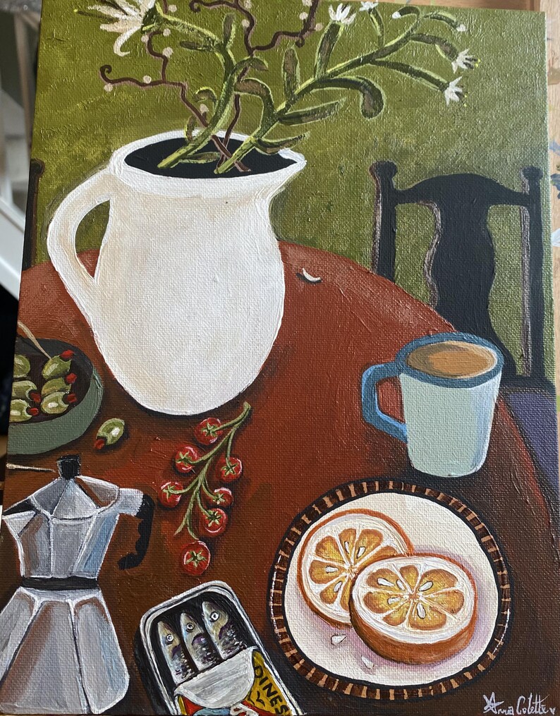 Still Life Art Print, Kitchen Decor, Rustic Painting, Coffee Table Art ...