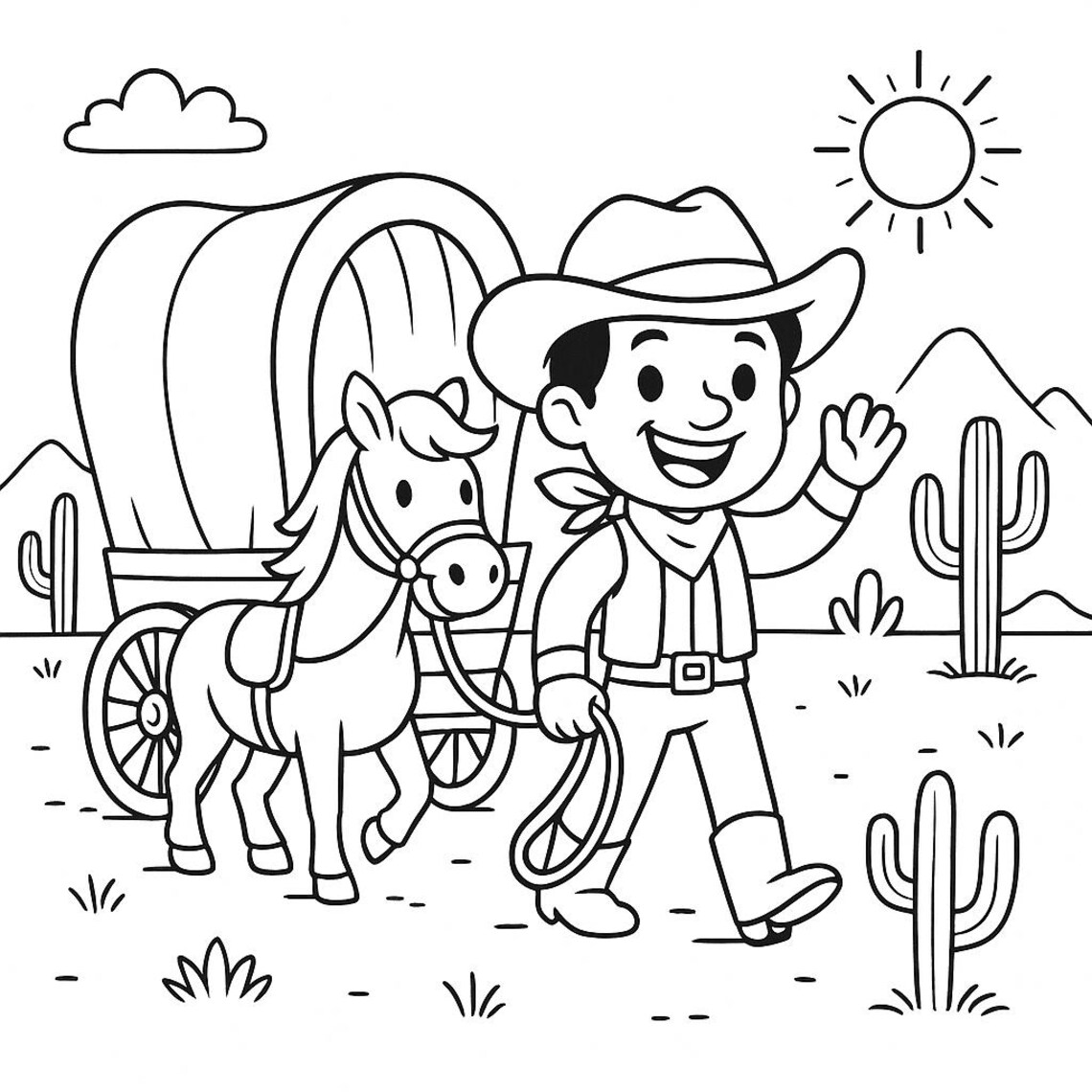 10 Kid Friendly Cowboy Coloring Pages! - Etsy