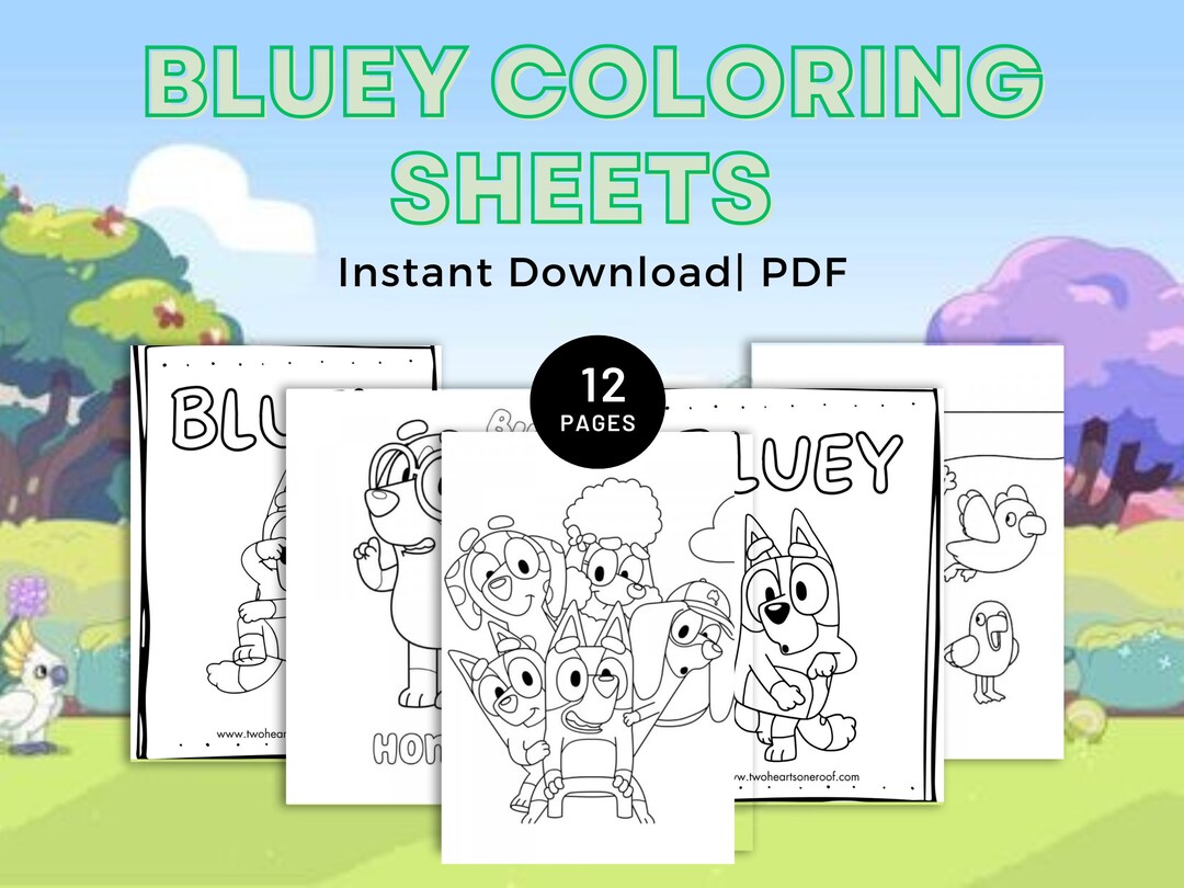 The Bluey PDF Coloring Sheets : Page Fun Coloring Book, Kids Art ...