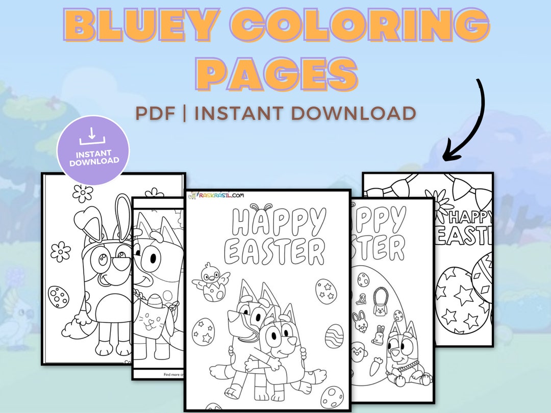 Bluey Bingo Easter Coloring Pages Digital Download Print at Home Bluey ...