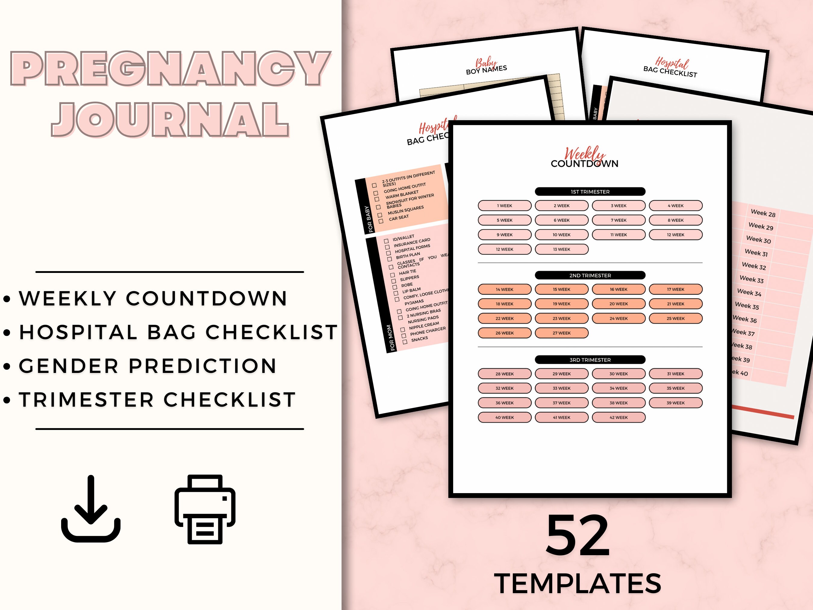 Pregnancy Planner Printable, Printable Pregnancy Journal, Expecting Mom ...