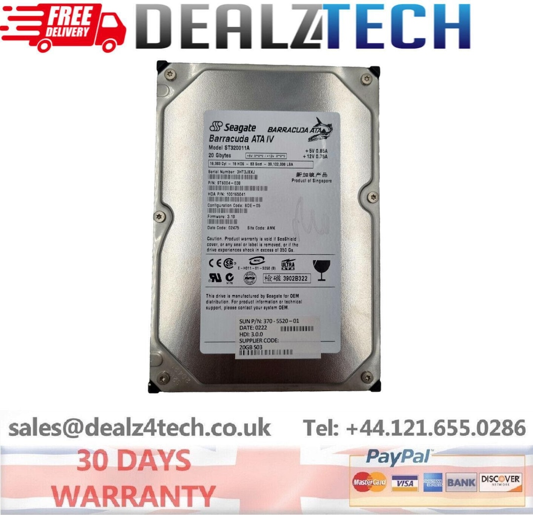 Sun Sunblade 100 20gb 7.2k Disk Ide-ata100 Sgt 370-5520370-5520 ...