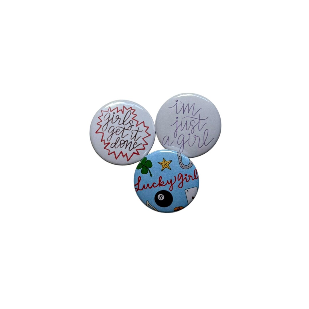 Just a Girl / Affirmations / Hand Drawn Buttons - Etsy