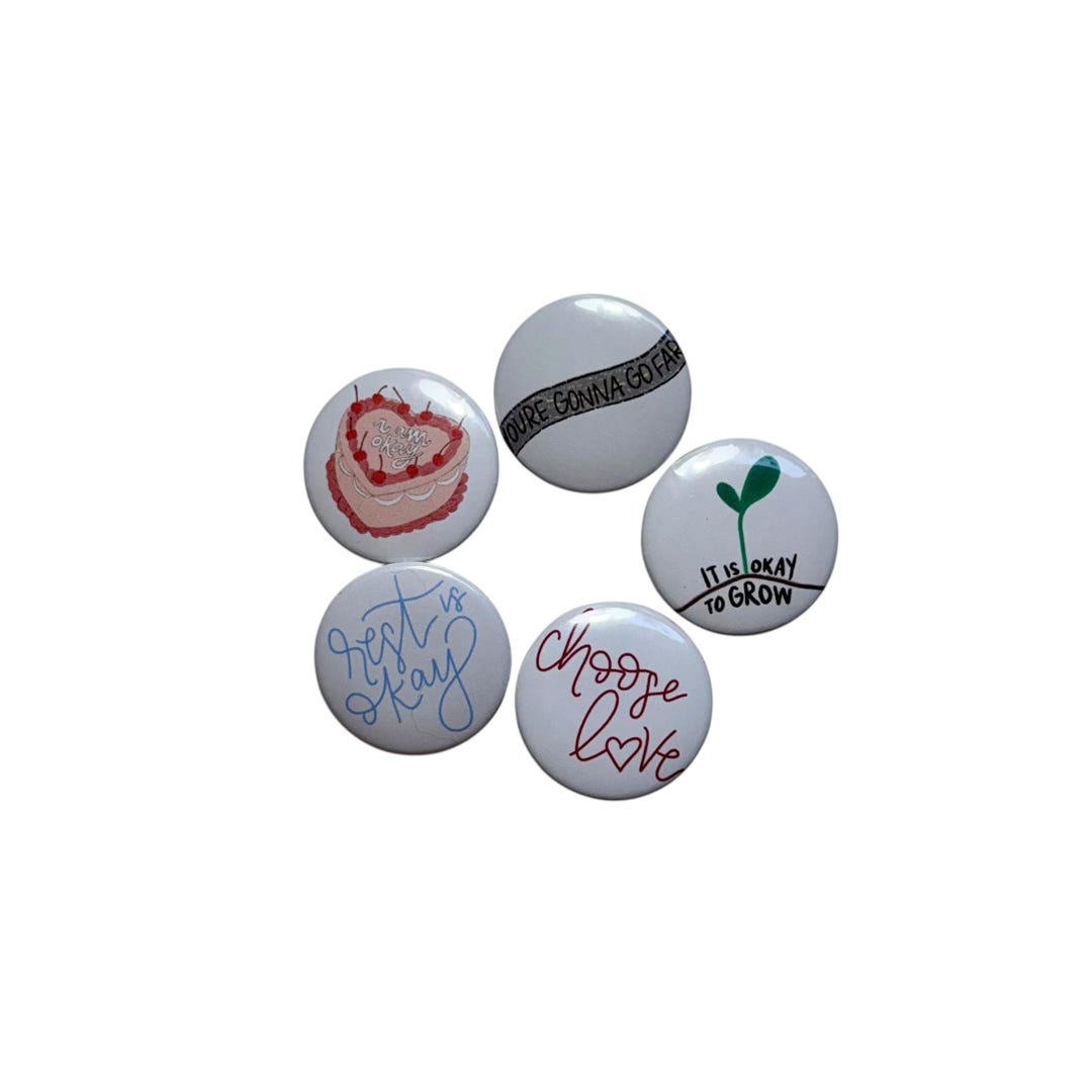Positive Affirmations / Hand Drawn Buttons - Etsy