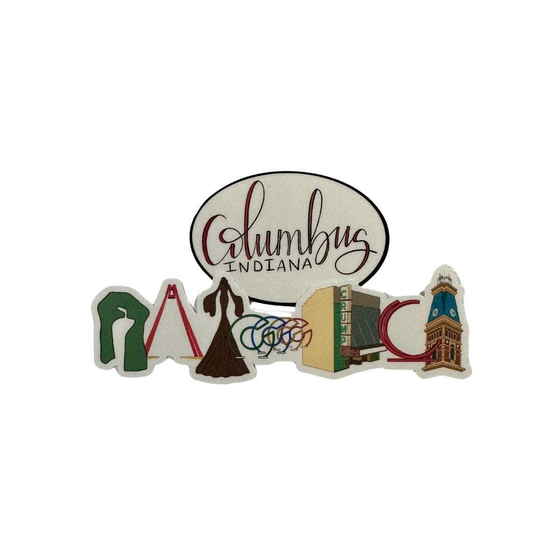 Columbus, IN Landmarks Montage / Hand Drawn Stickers - Etsy
