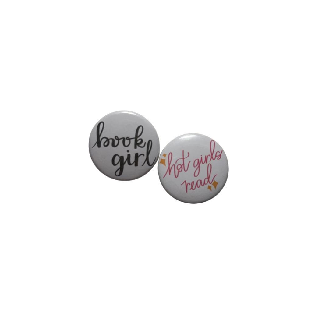 Bookish / Hot Girls Read / Hand Drawn Buttons - Etsy