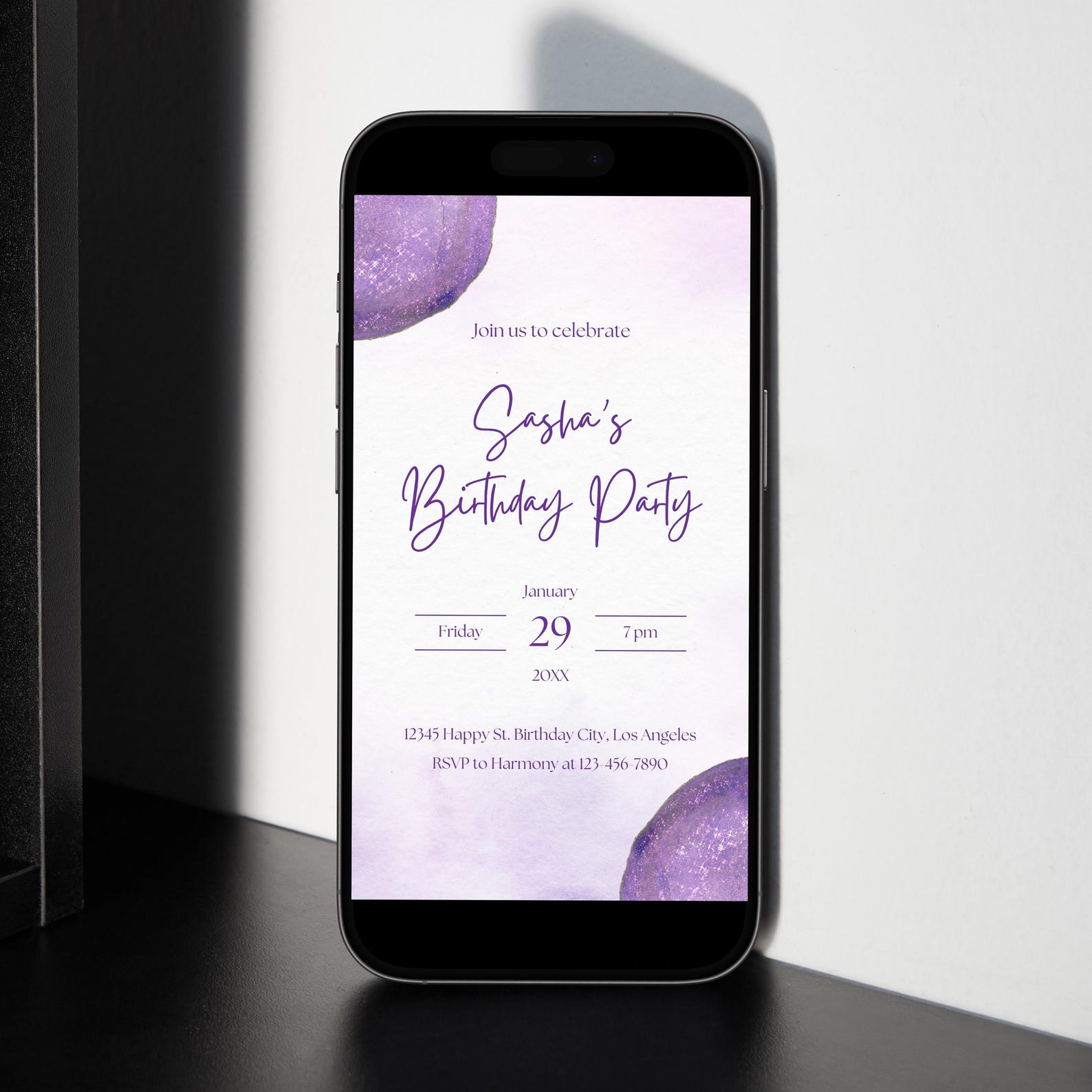 Editable Purple Birthday Invitation for Women, Printable All Purple ...