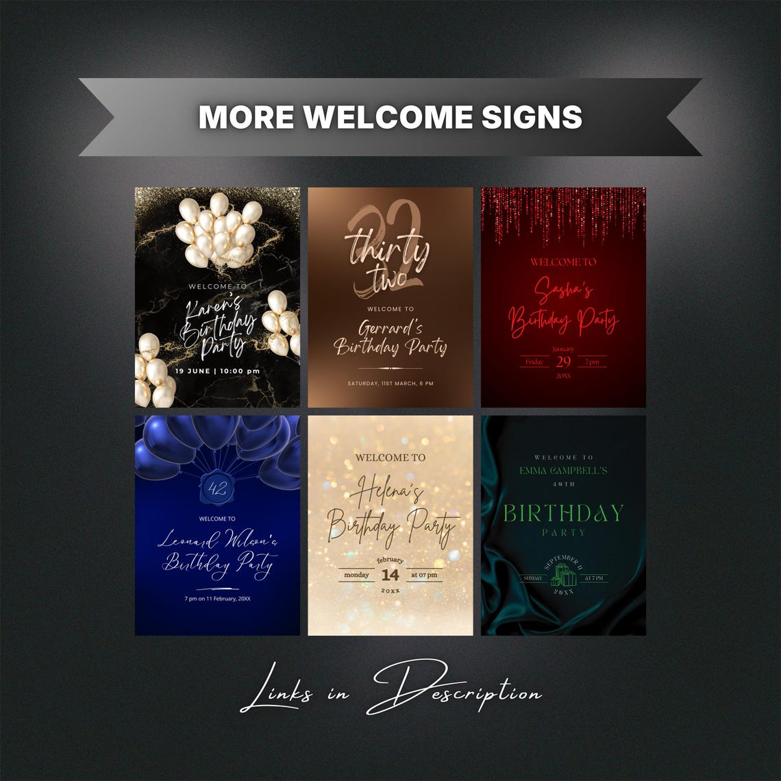 Editable Blue Welcome Sign for Women, Printable All Navy Blue Birthday ...