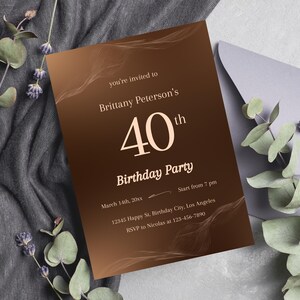 Editable Shades of Brown Birthday Invitation, Printable All Brown ...