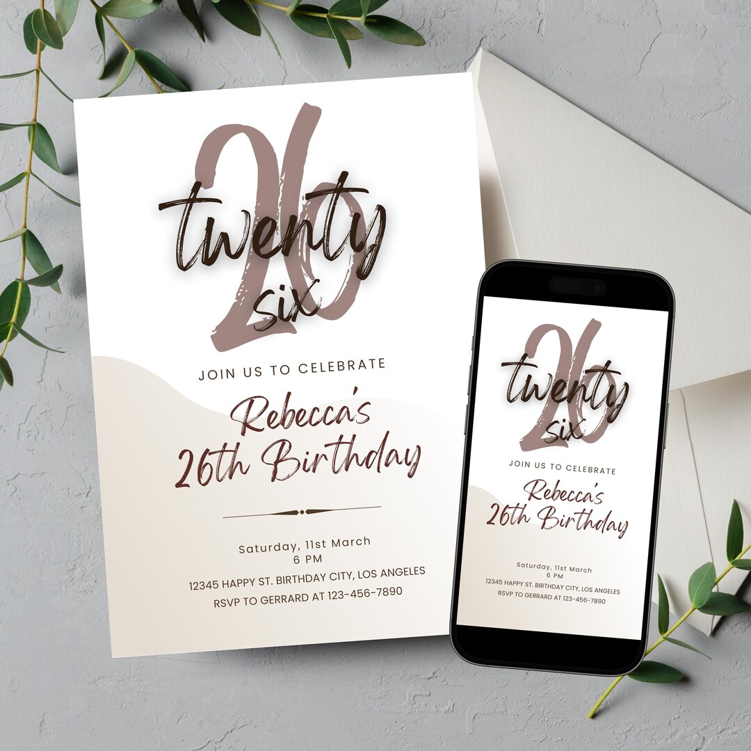 Editable Shades of Brown Birthday Invitation, Printable Brown and White ...