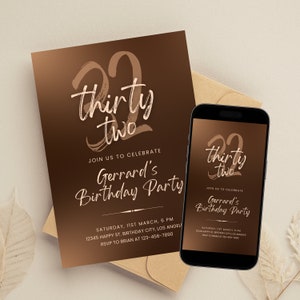 Editable Shades of Brown Birthday Invitation, Printable All Brown ...