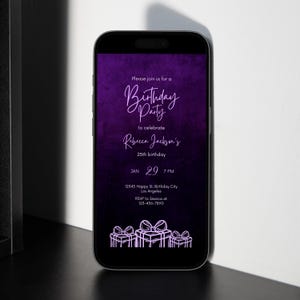Editable Purple Birthday Invitation, Printable Amethyst Purple Birthday ...