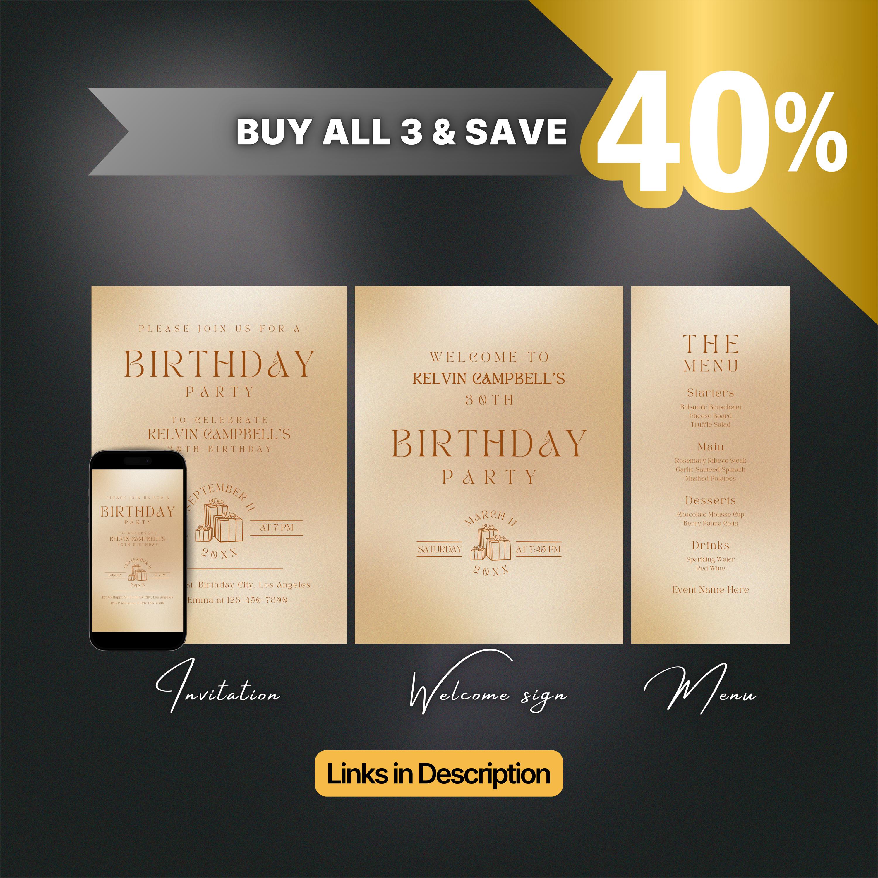 Editable Beige Birthday Invitation, Printable Shades of Brown Birthday ...