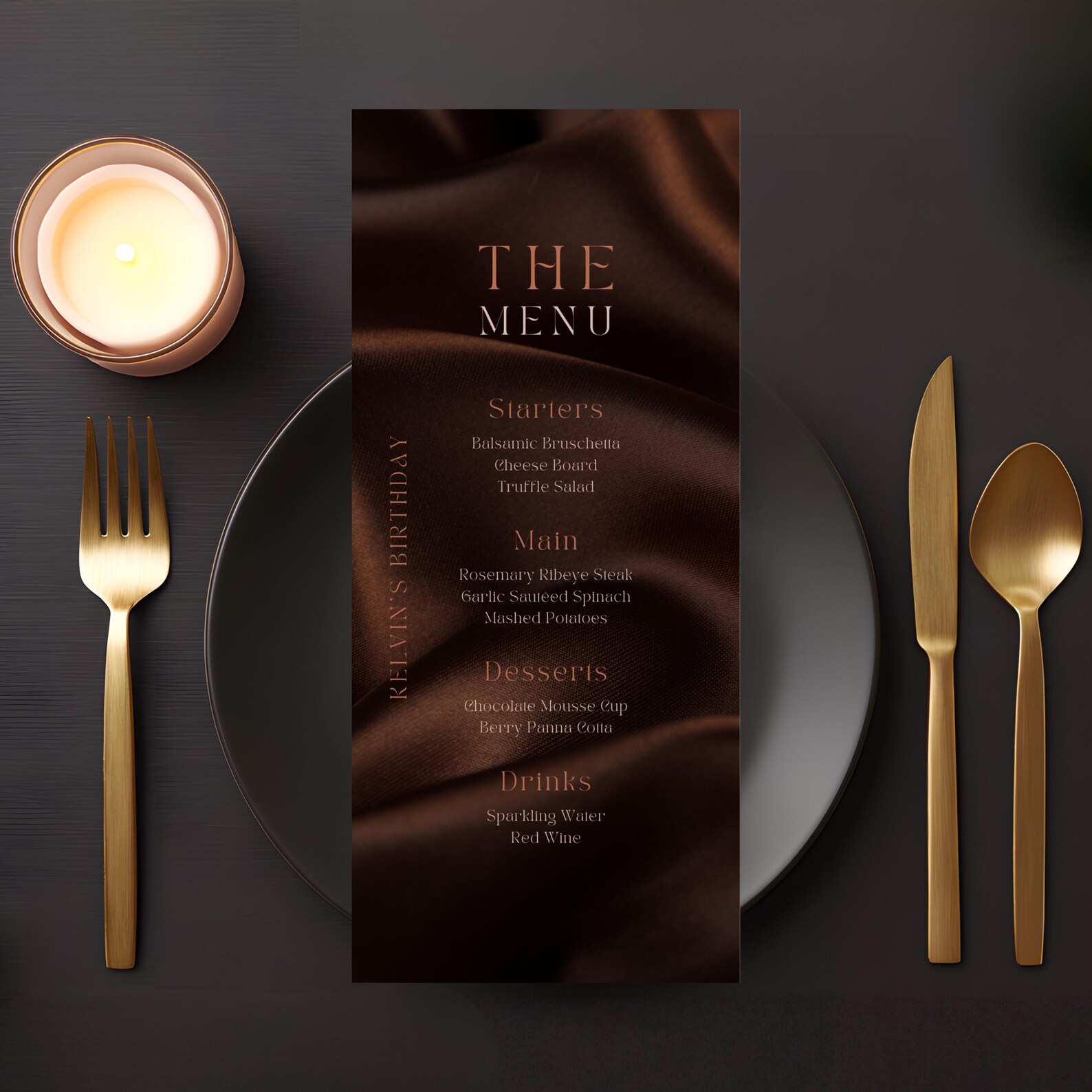 Editable Chocolate Brown Menu, Printable Shades of Brown Dinner Menu ...