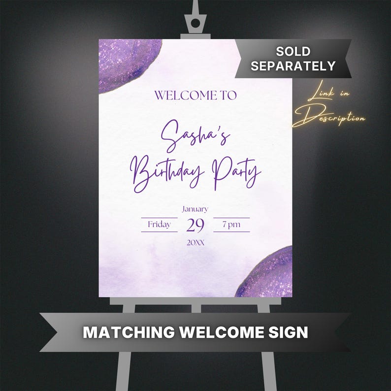 Editable Purple Birthday Invitation for Women, Printable All Purple ...