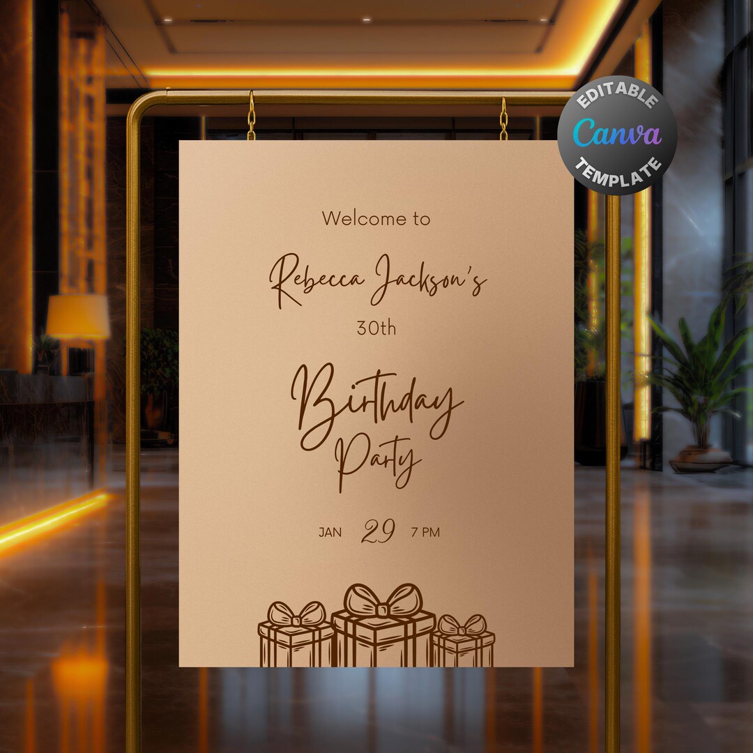 Editable Shades of Brown Birthday Welcome Sign, Printable All Brown ...