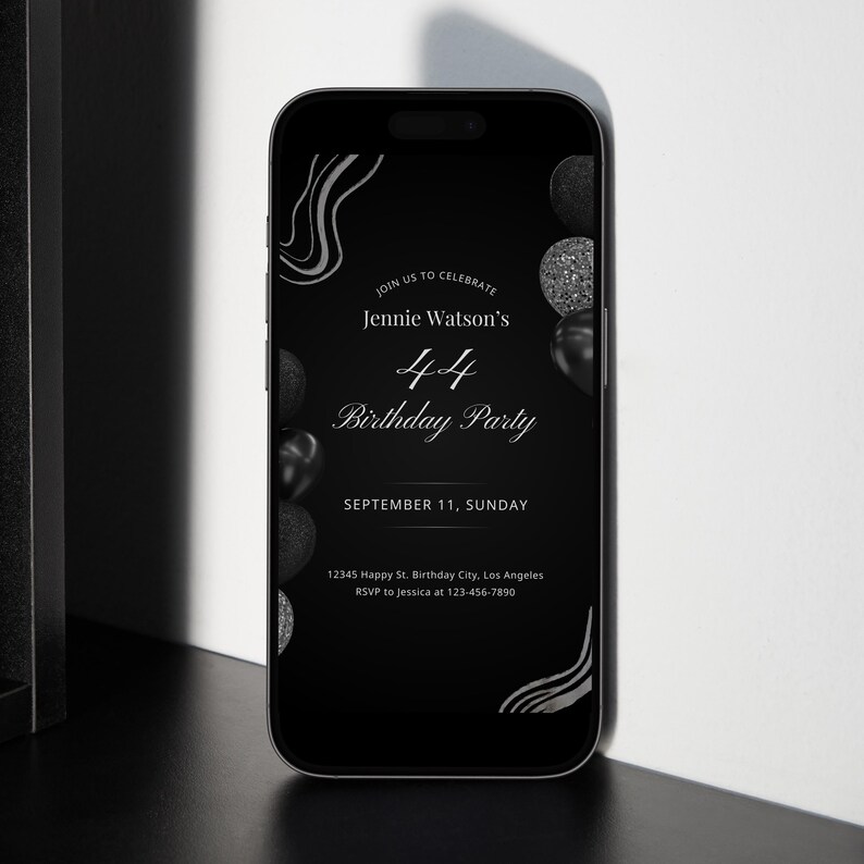 Editable Shades of Black Birthday Invitation for Women, Printable All ...