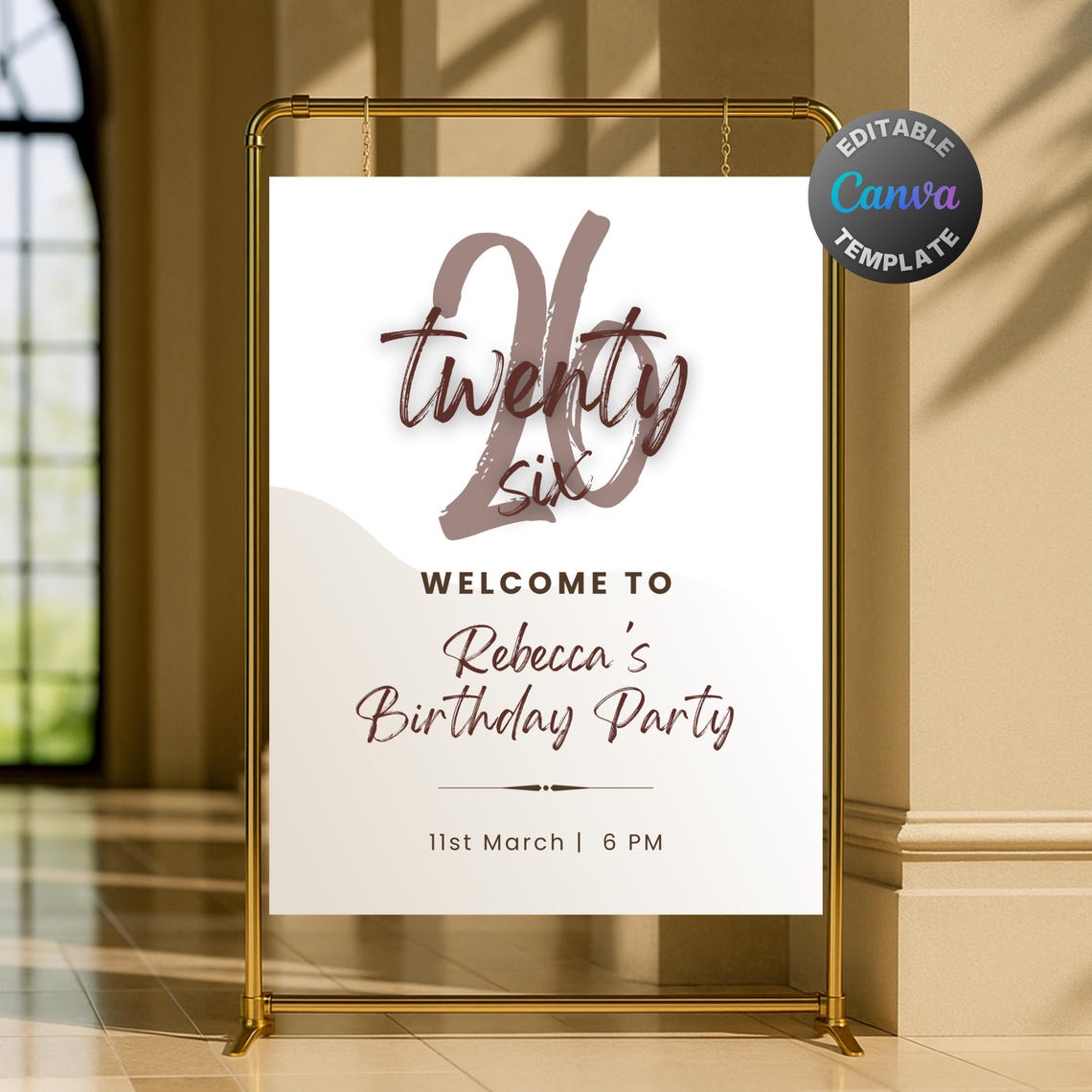 Editable Shades of Brown Birthday Welcome Sign, Printable Brown and ...